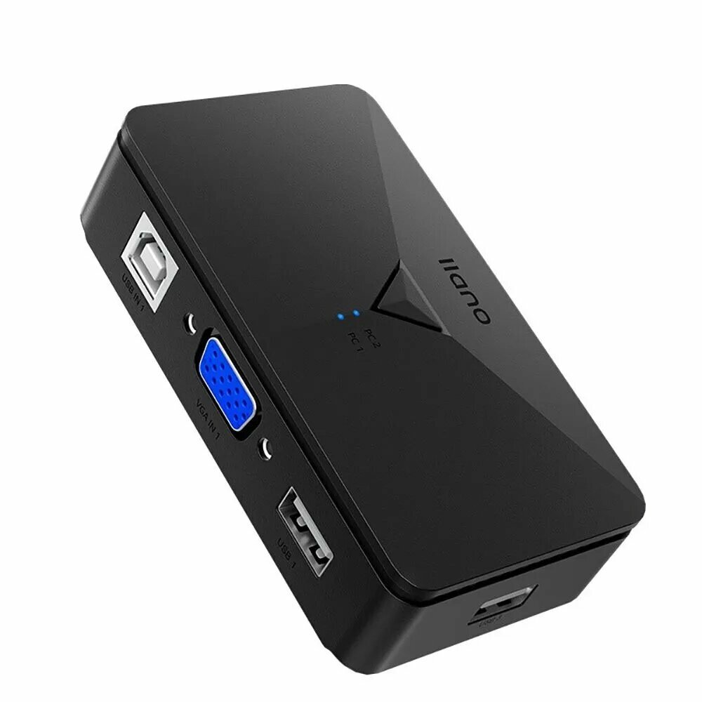 Llano KVM-переключатель VGA для переключения видео, 2 входа/1 выход, общий доступ для ПК, ноутбука, монитора, мыши, клавиатуры, USB и принтера