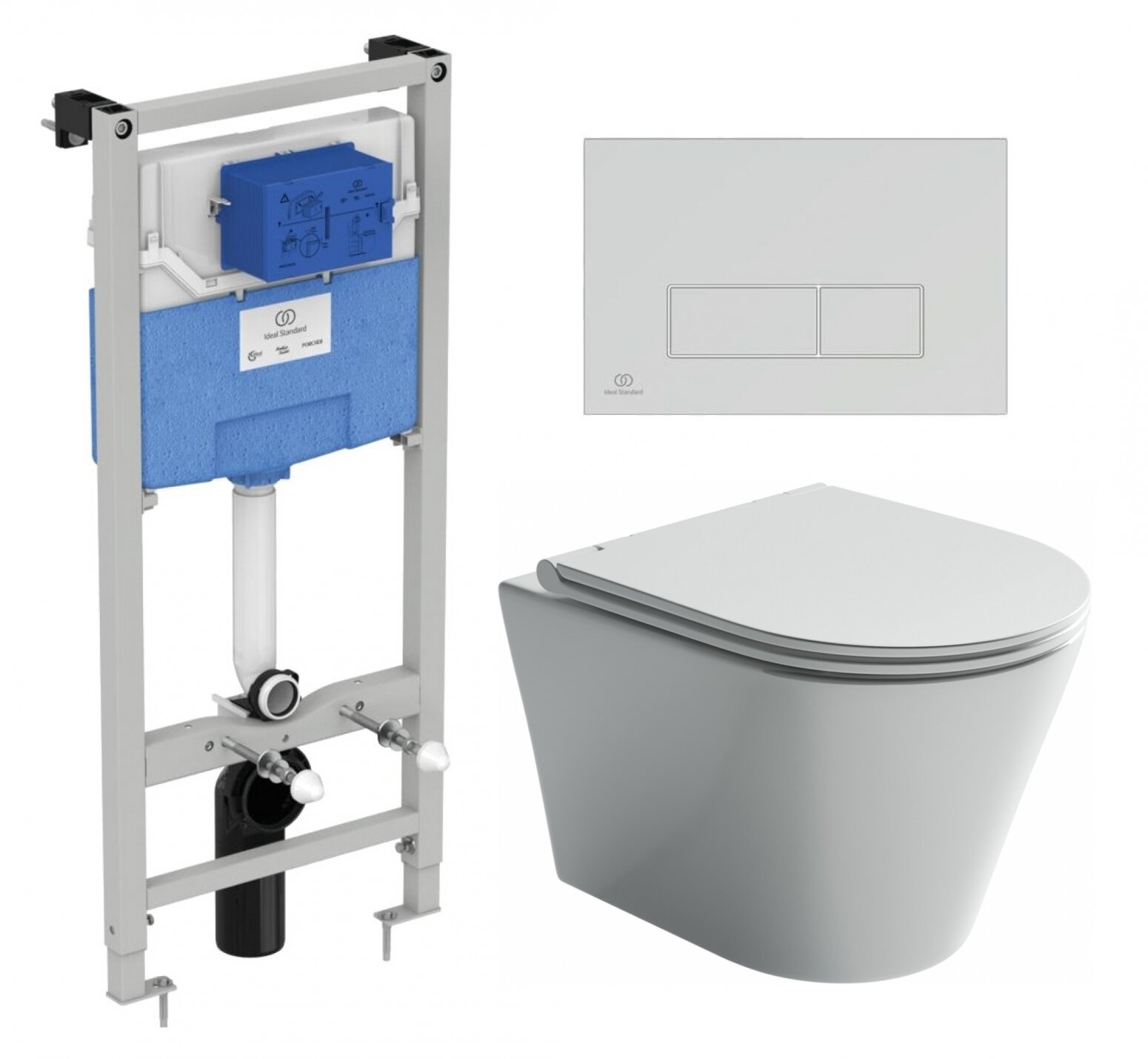 Комплект 3 в 1 инсталляция Ideal Standard + Унитаз подвесной Ceramica Nova Forma CN3011 + кнопка хром