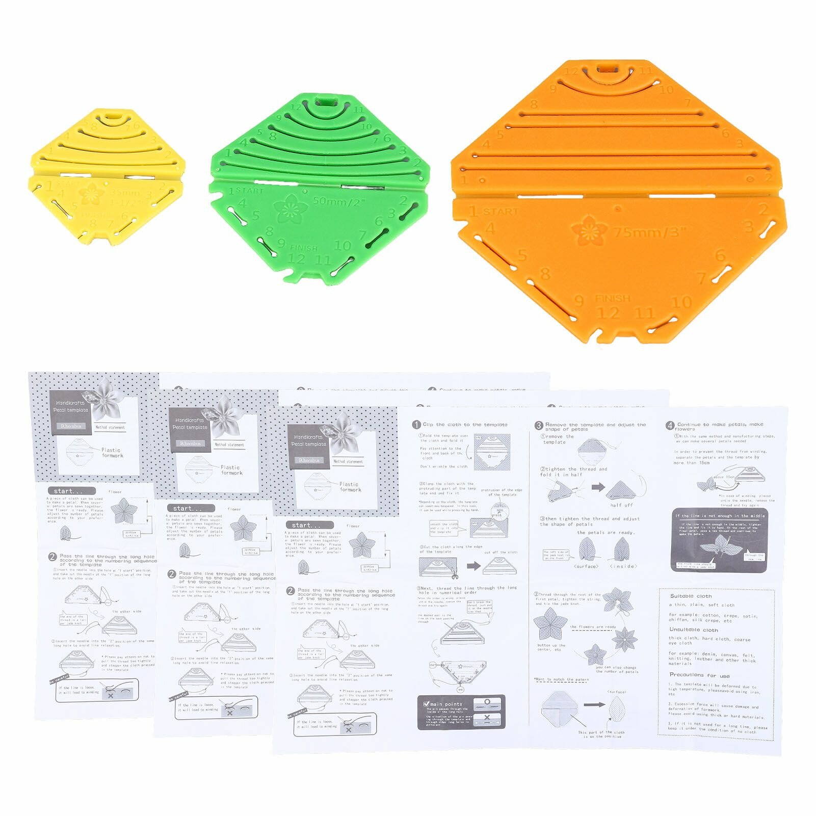 Набор из 3 предметов для создания цветов своими руками, ромбовидные тарелки из смолы для создания цветов в стиле канзаши для детей и девочек, простой и быстрый инструмент для рукоделия