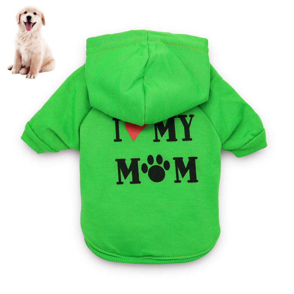 Dog Clothes I Love My Mom Printed Hoodie Puppy Sweatshirt Warm