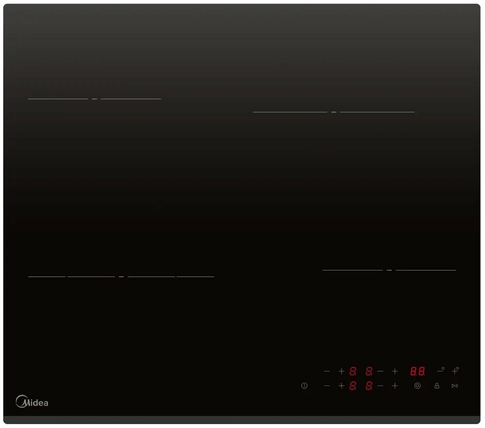 Варочная панель Midea MCH64303F, электрическая, стеклокерамическая, чёрная, 4 конфорки