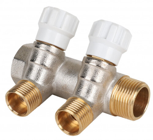 Коллектор MVI 3/4' x 2 выхода 1/2' НР с вентилями
