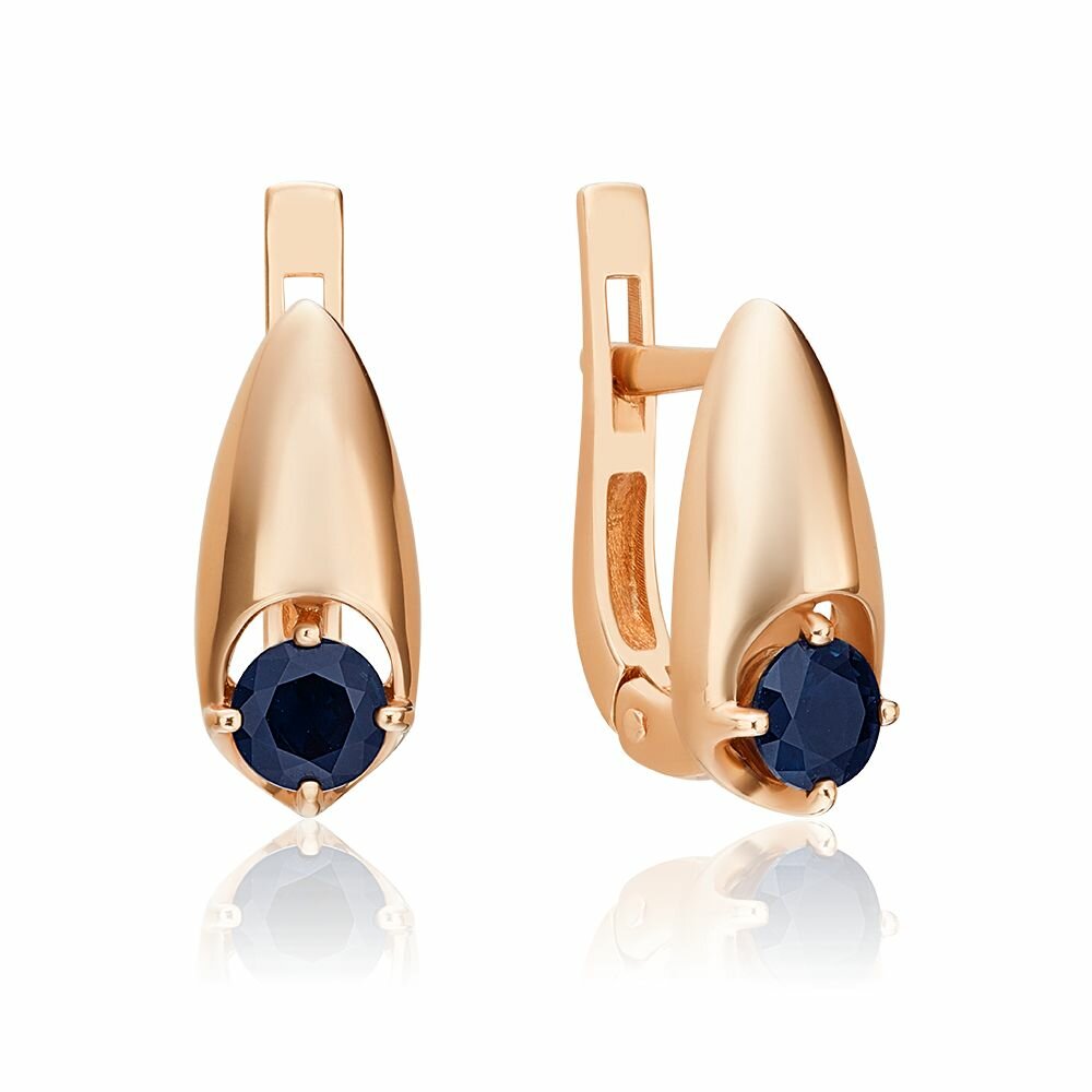 Серьги, красное золото, 585 проба, сапфир