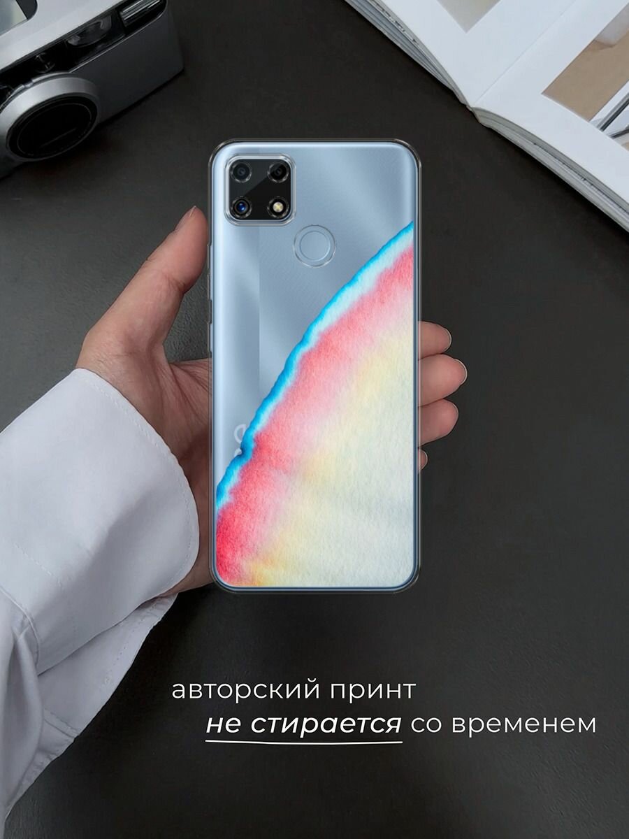 Чехол на Realme C25/C25s / Реалми С25/C25s с принтом Слияние красок, прозрачный — фото 1