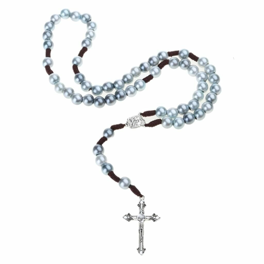 Розарий из круглых бусин с крестом
