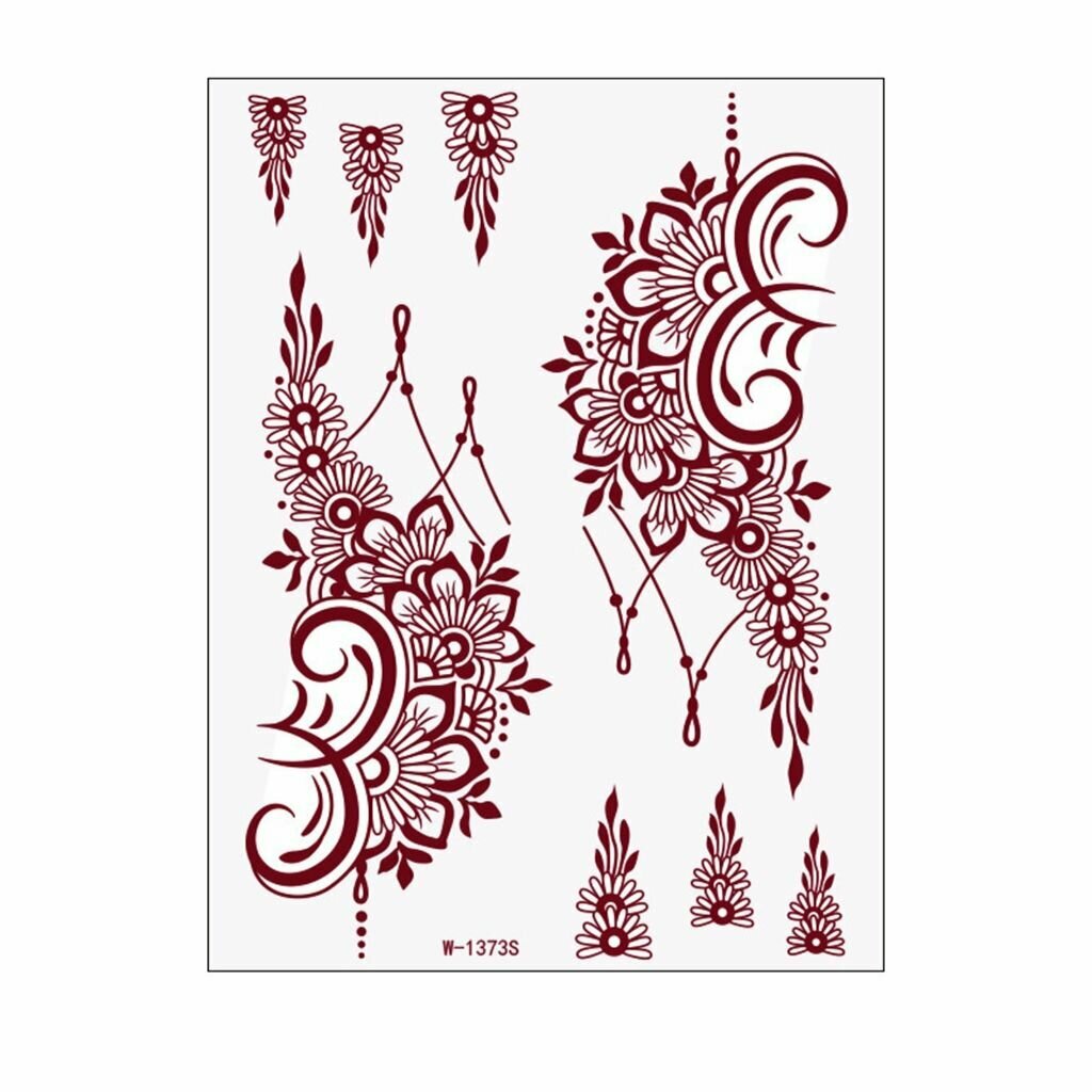 Нанесенные хной наклейки с водостойким цветочным рисунком для рук и плеч