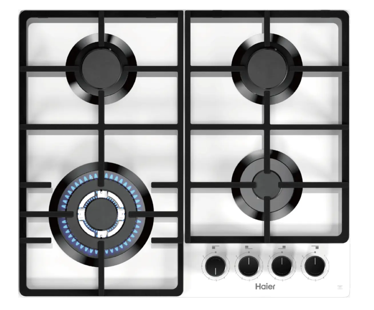 Газовая варочная панель Haier HHQ-G64CTHW, электроподжиг, трехконтурная конфорка