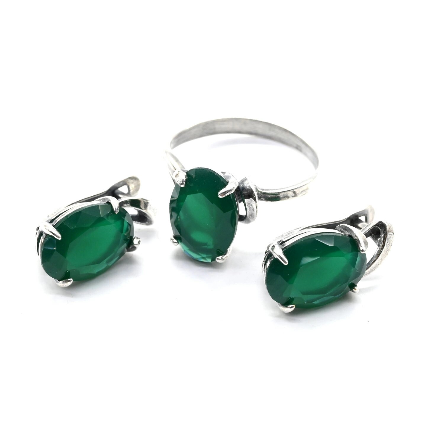 Комплект бижутерии: кольцо, хризопраз