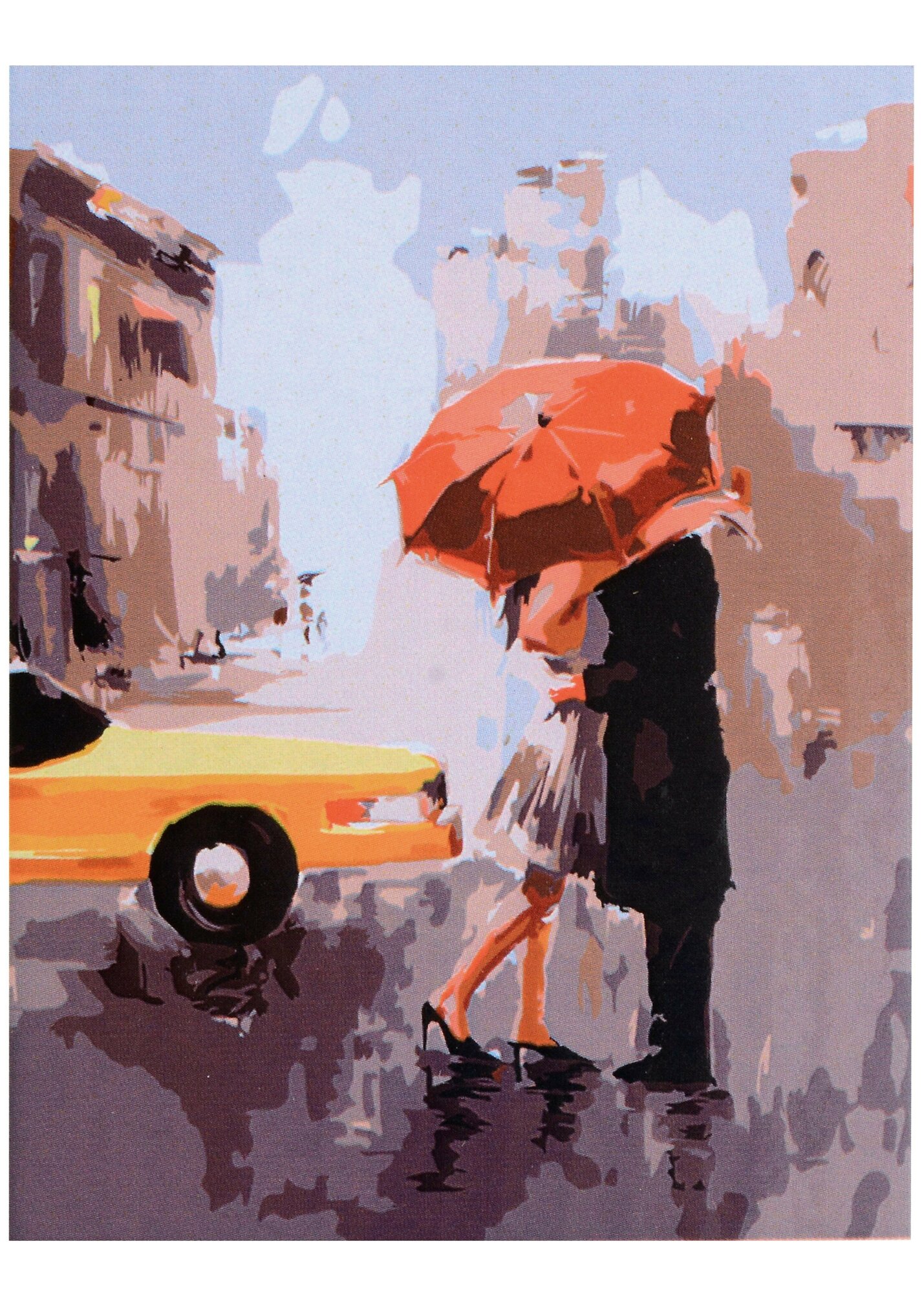 Холст с красками по номерам "Пара под зонтом", 30 х 40 см