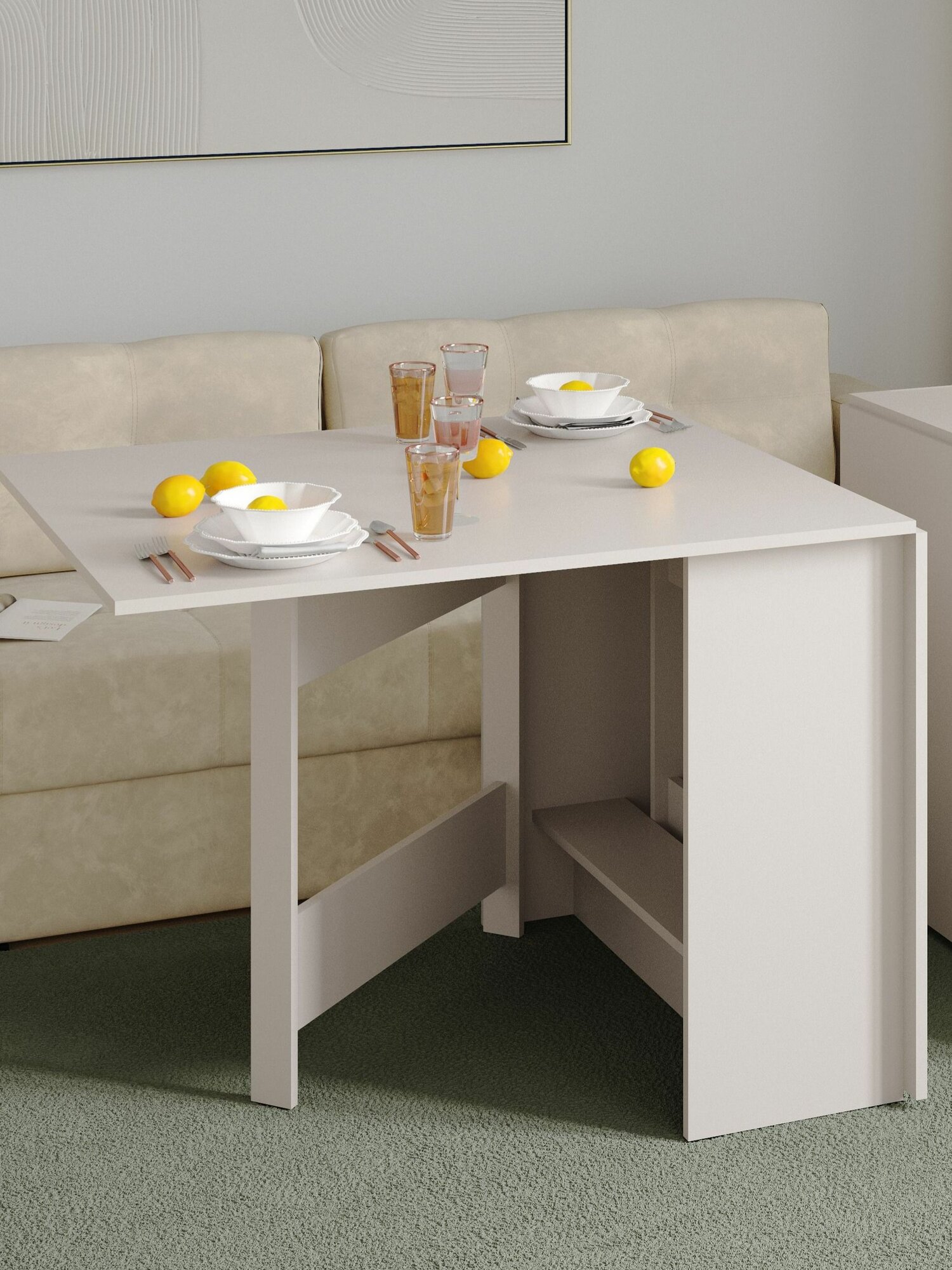 Обеденный стол ARNIKA, раскладной, ЛДСП, цвет кашемир, современный стиль