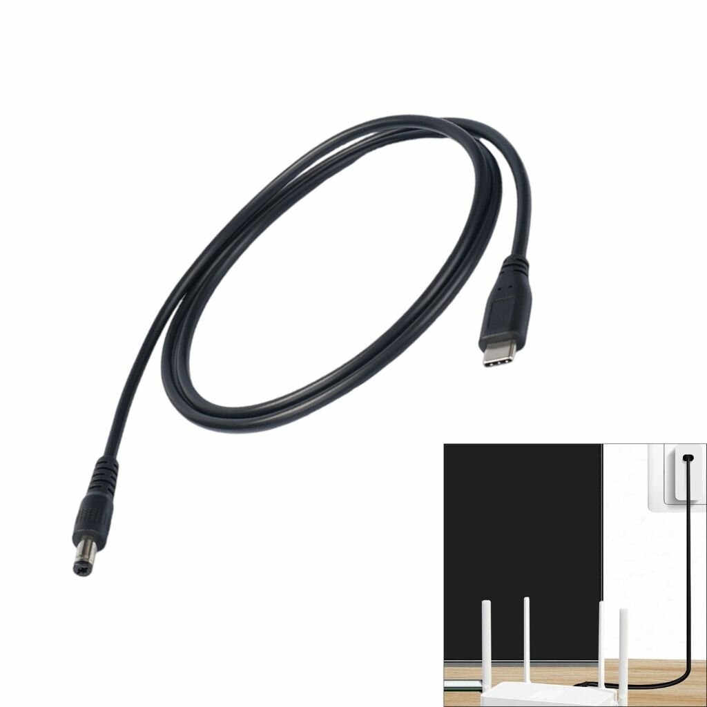 Кабель для зарядки с разъемом Type C длиной 1 м и разъемом DC5,5 мм x 2,5 мм, выходным напряжением 9/12/20 В