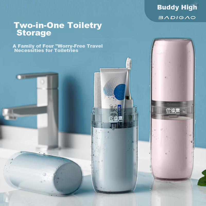 BADIGAO Travel Toiletry Set, Essential Travel Gadget, Toothbrush, Travel Storage Kit, Mouthwash Cup, Portable Toiletry Cup