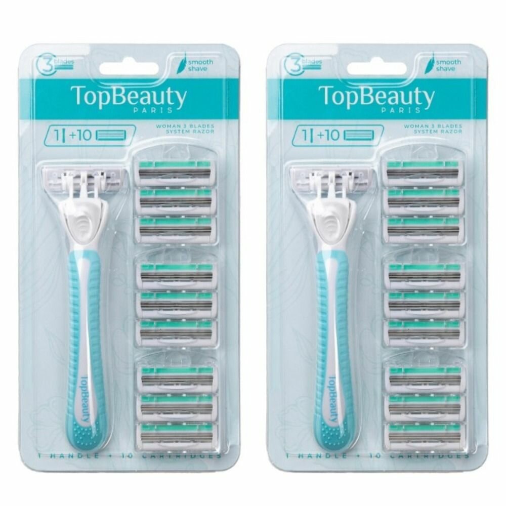 TopBeauty Женская бритва, Paris Slim, 1 станок + 10 сменных кассет, 2 шт