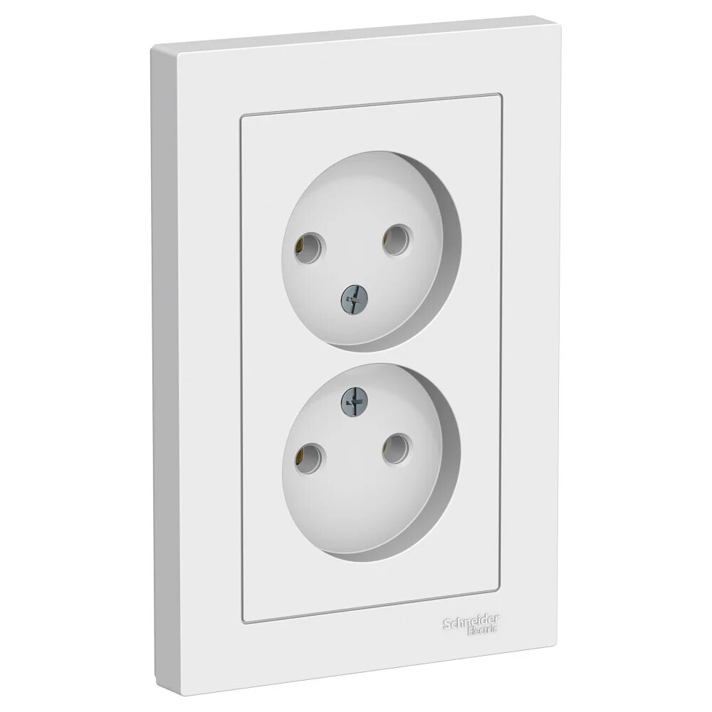 Двухместная розетка Systeme Electric ATLAS DESIGN без заземления 16А в сборе белая