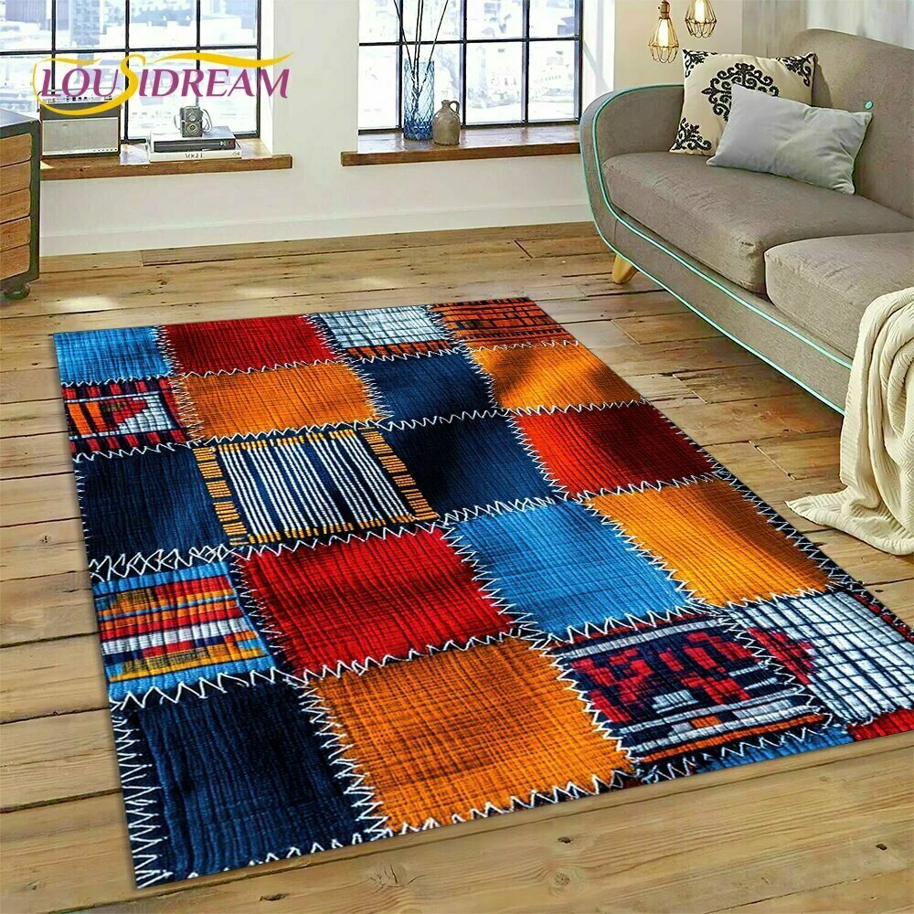 3D Ethiopia Colorful Flower Woven Art Baskets Mandala Rug Carpet for Living Room Bedroom Home Decor, Non-slip for Sofa Doormat, 14, 100x120cm( 39x47in )