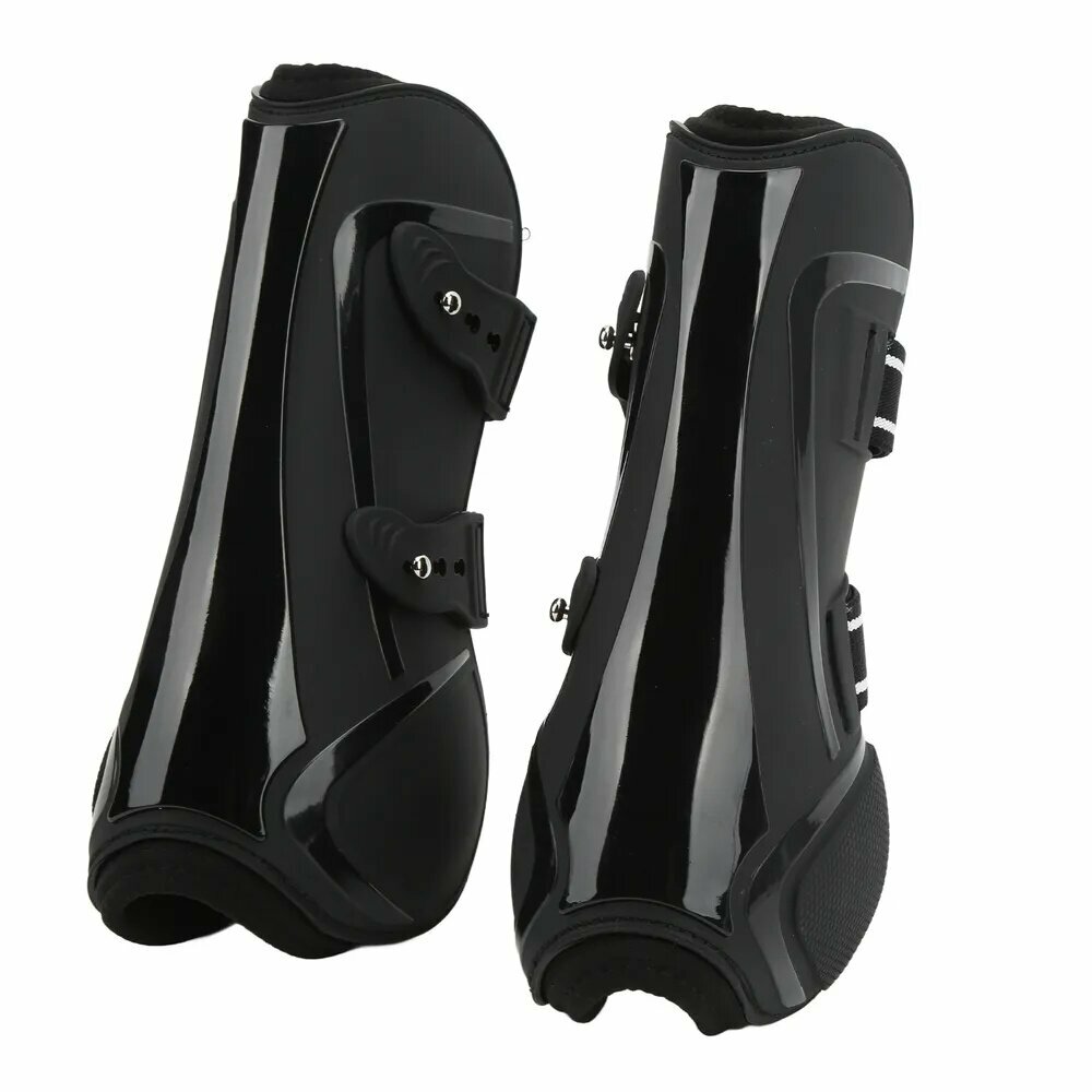 4 шт. Защитные сапоги для ног лошади из искусственной кожи, дышащие сапоги для ног лошади спереди и сзади для любых погодных условий, черный L