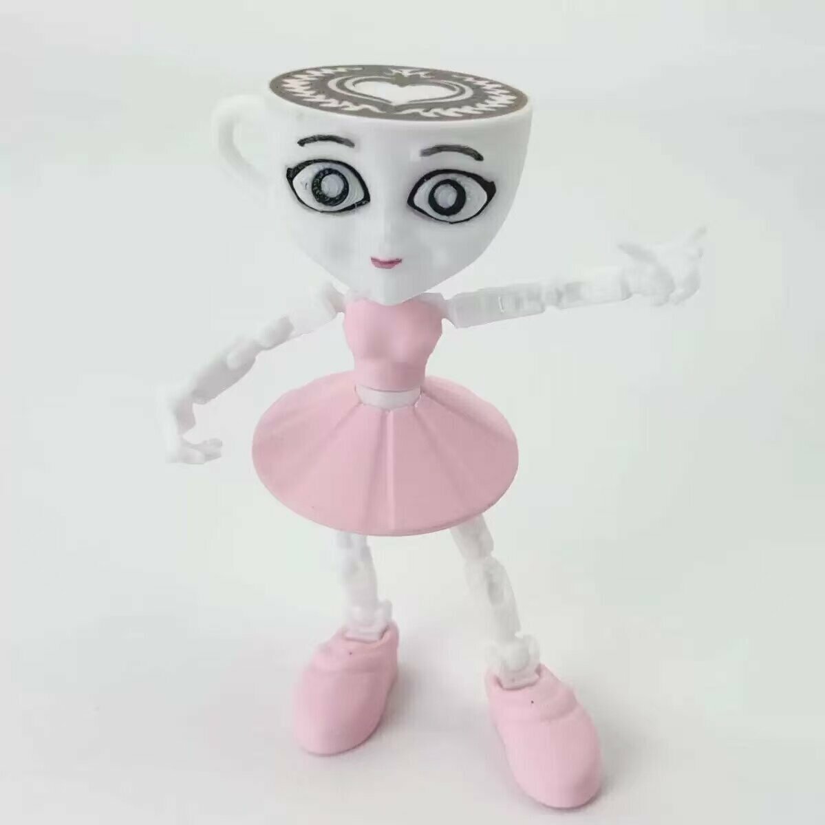Игрушка "Балерина Капучино", 3D-печать, экологичный PLA-пластик, бежевая, розовая, белая