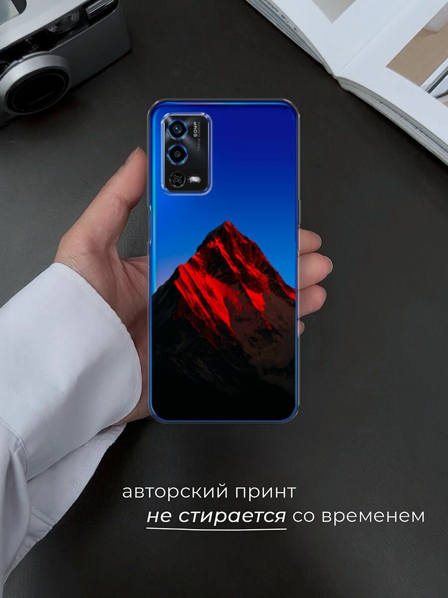 Чехол на Oppo A55 4G / Оппо А55 4G с принтом Красная гора 2, прозрачный — фото 1