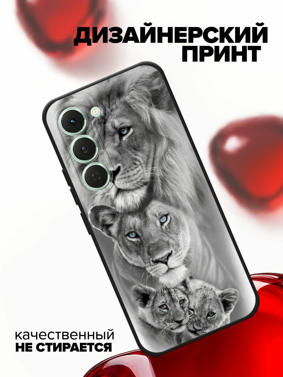 Черный матовый чехол на Tecno Spark 40 Pro / Текно Спарк 40 Про с принтом Львиный прайд — фото 1