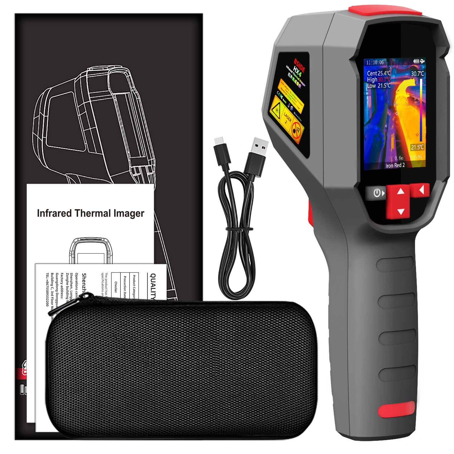 Тепловизионный термометр BSIDE HX4, частота обновления камеры 25 Гц, диапазон температур от -20 до 550℃