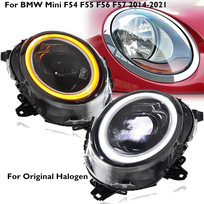 2 шт. светодиодные фары для BMW Mini F55 F56 F57 2014-2021 Plug and Play DRL фары 7 цветов запуск анимации автомобильные аксессуары