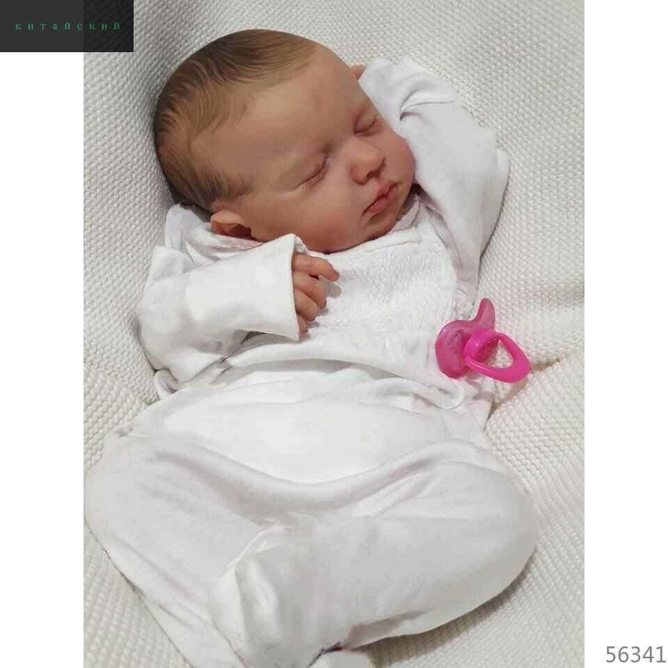 19 дюймов 48 см Новорожденный ребенок Reborn LouLou Кукла Реборн, тело из ткани, глаза закрыты11