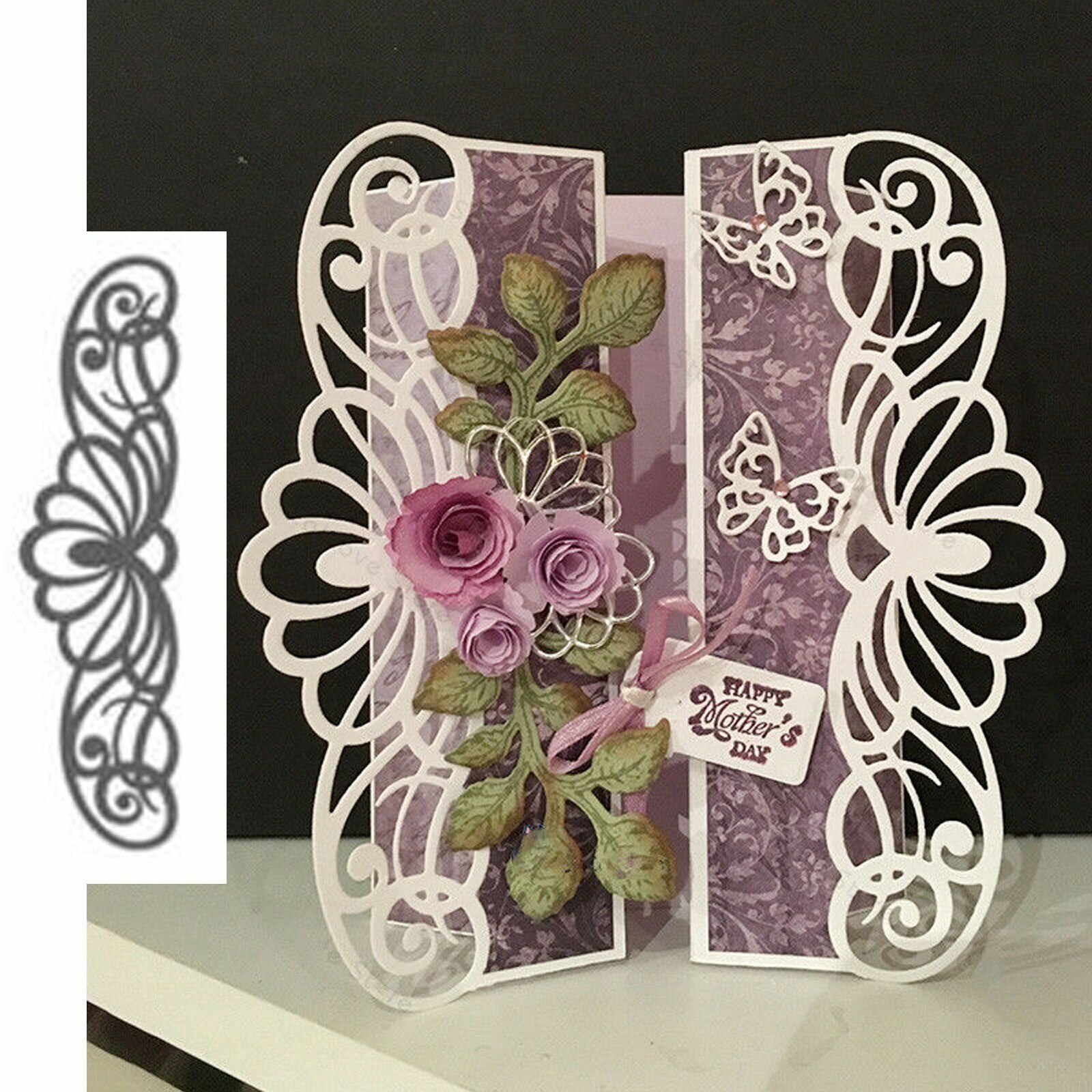 Ножи-вырубки для машинки вырубки и тиснения, высечные штампы с металлической кружевной каймой из углеродистой стали, многоразовый инструмент для скрапбукинга 14,34 см