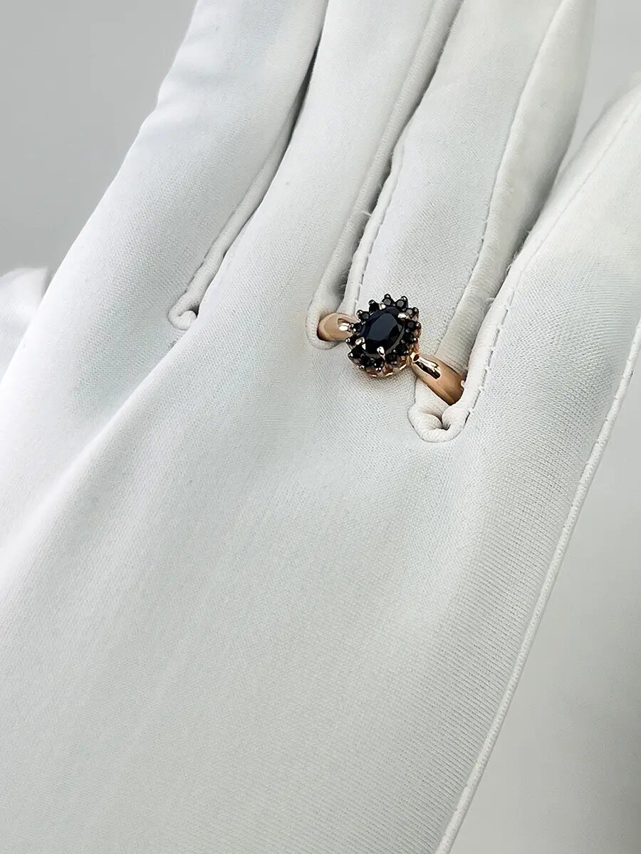 Кольцо, красное золото, 375 проба, шпинель, сапфир