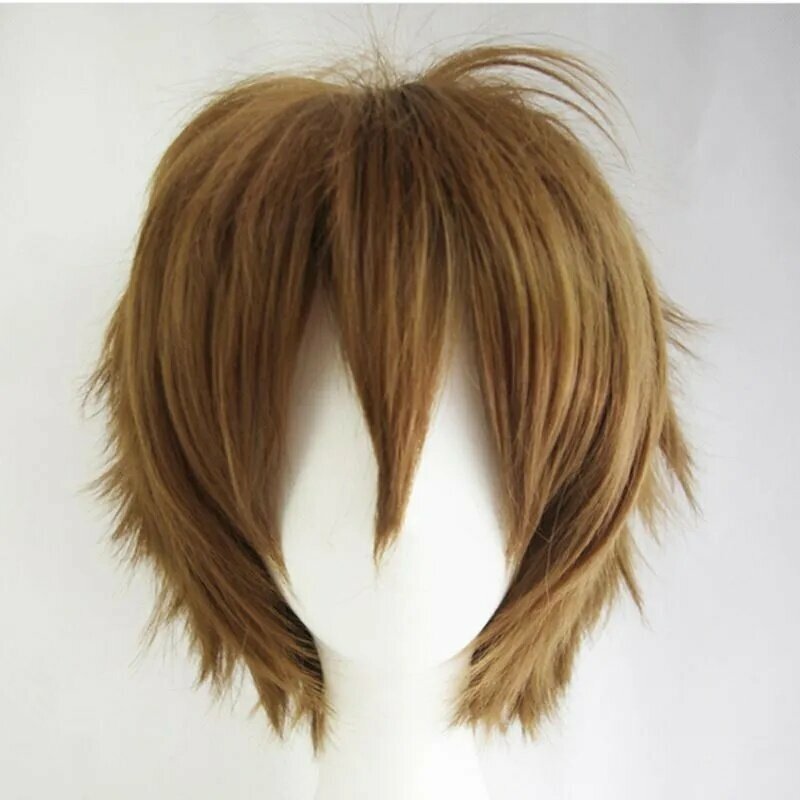 Короткий парик для косплея аниме на Хэллоуин - светло коричневый-w4