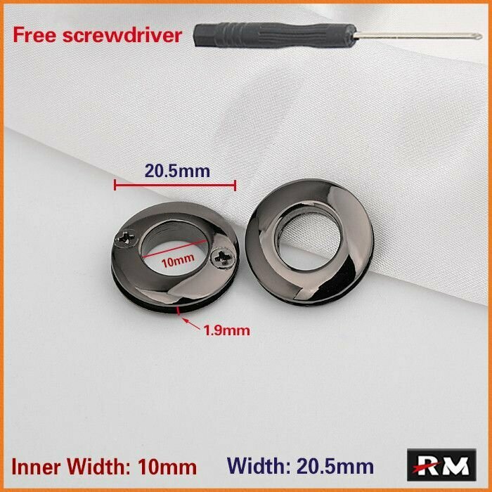 Эксклюзивные черные люверсы с винтовым механизмом 2 шт для сумок, диаметром 20.5 мм, применяемые также в качестве декора для аксессуаров одежды, обуви и головных уборов