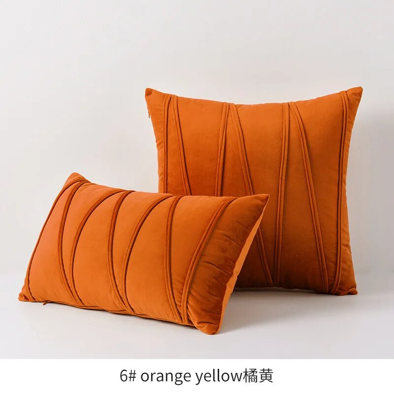 Подушка декоративная оранжевая велюр 45x45 см, YT 6 Orange
