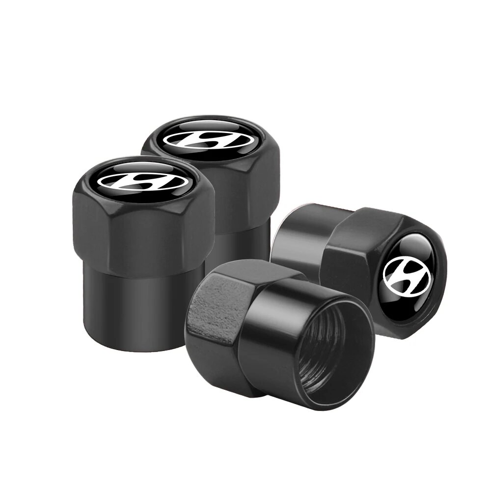 Автомобильный брелок с логотипом, держатель для ключей, крышка клапана колеса, black Hyundai