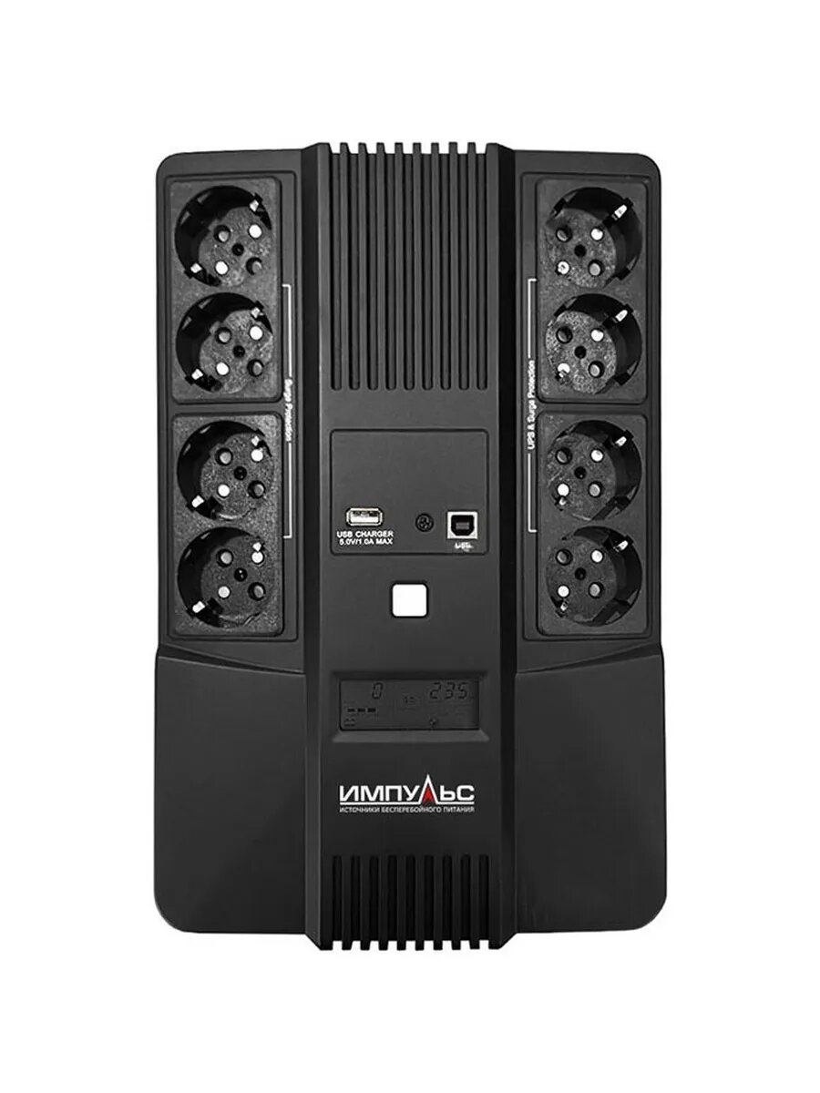 ИБП Импульс "мастер 600" MT60102, интерактивный, USB, Ethernet, ЖК-экран, 600ВА/360Вт, черный