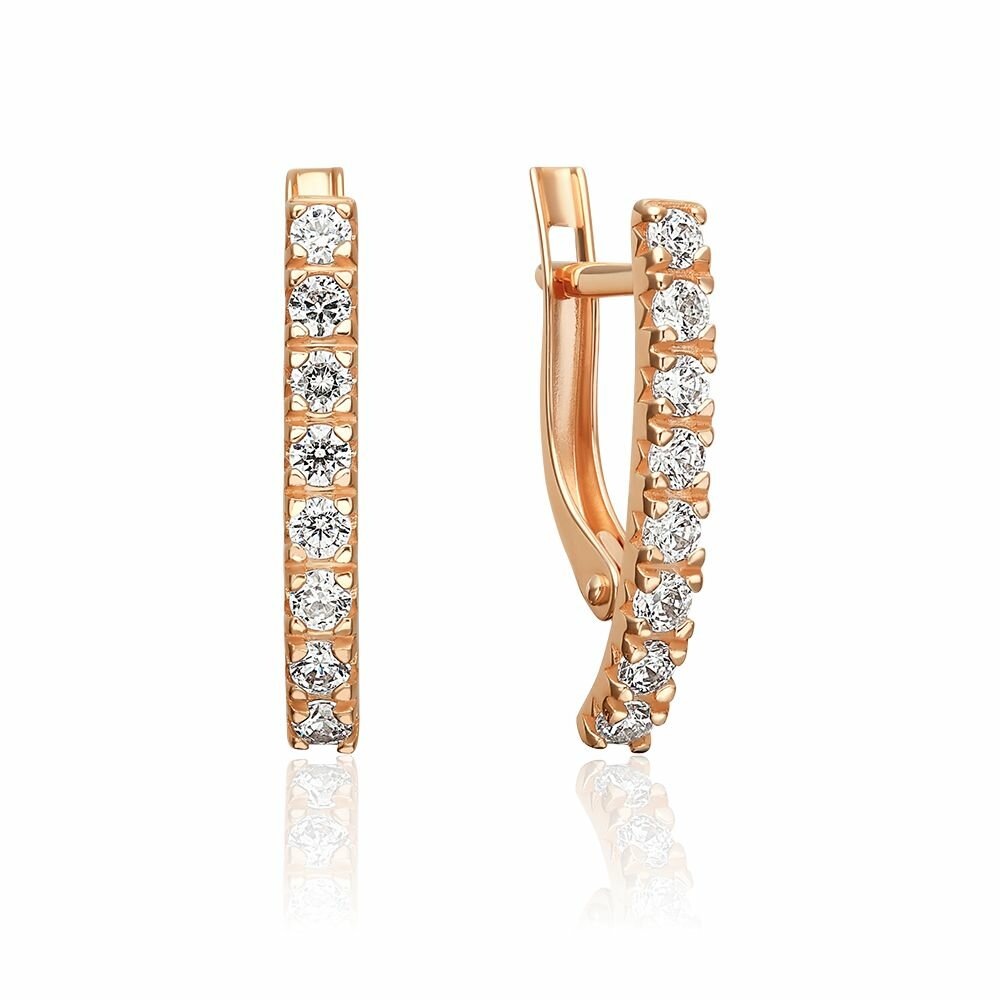 Серьги, красное золото, 585 проба, фианит