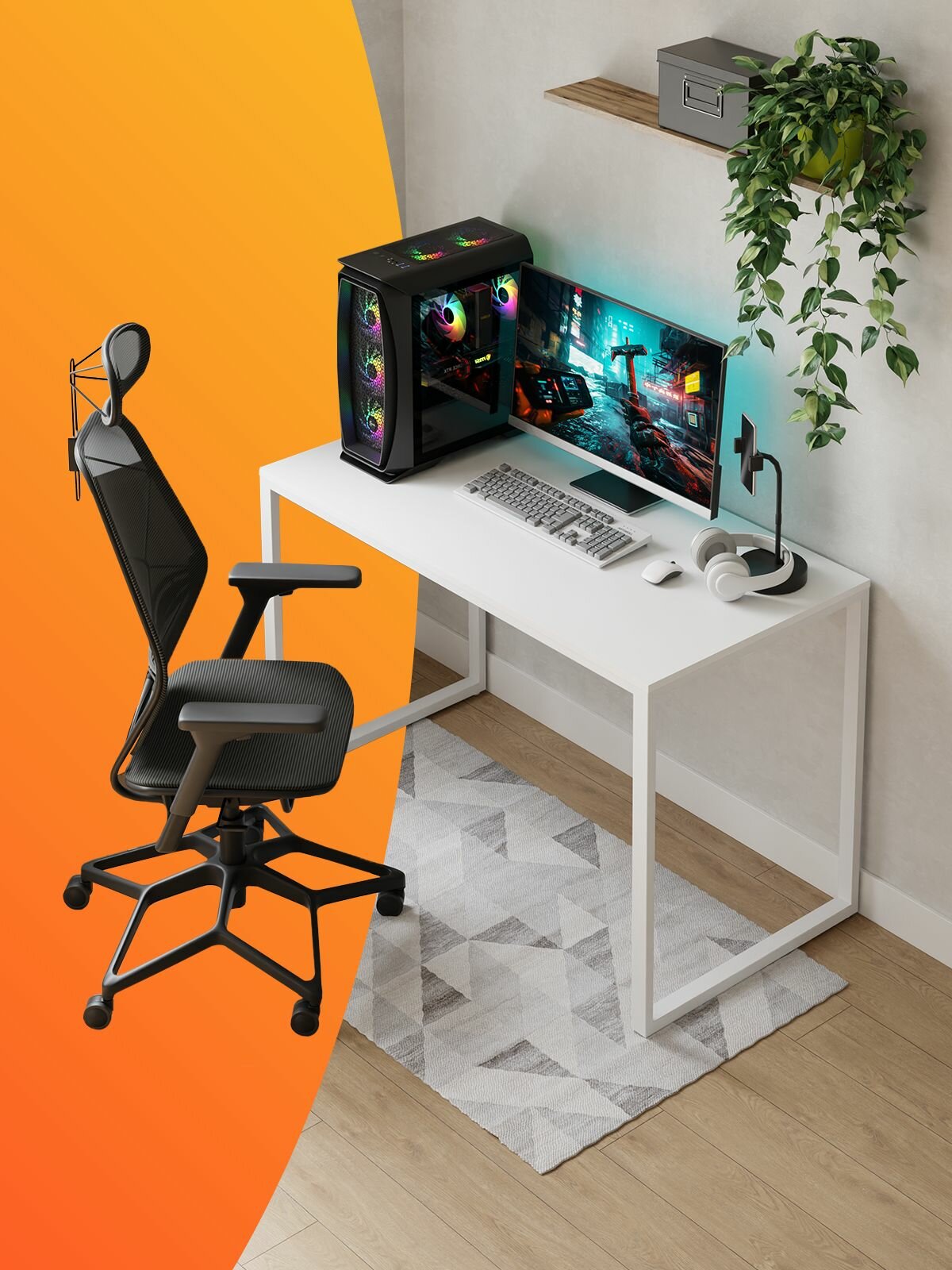 Стол компьютерный, письменный, игровой, кухонный, лофт, 120х60х75 см (ШхГхВ)