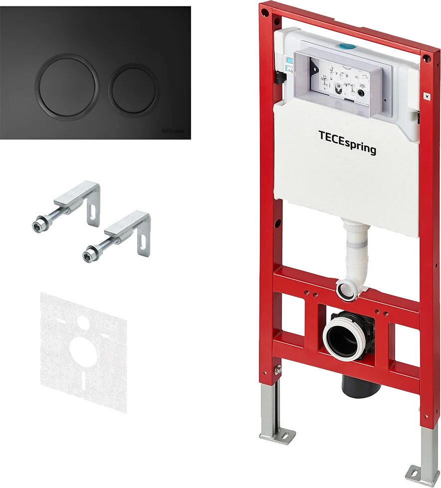 Инсталляция с кнопкой TECE TECEspring S401104 50, 6 см, крепление к стене/к полу, матовая, с шумоизоляцией