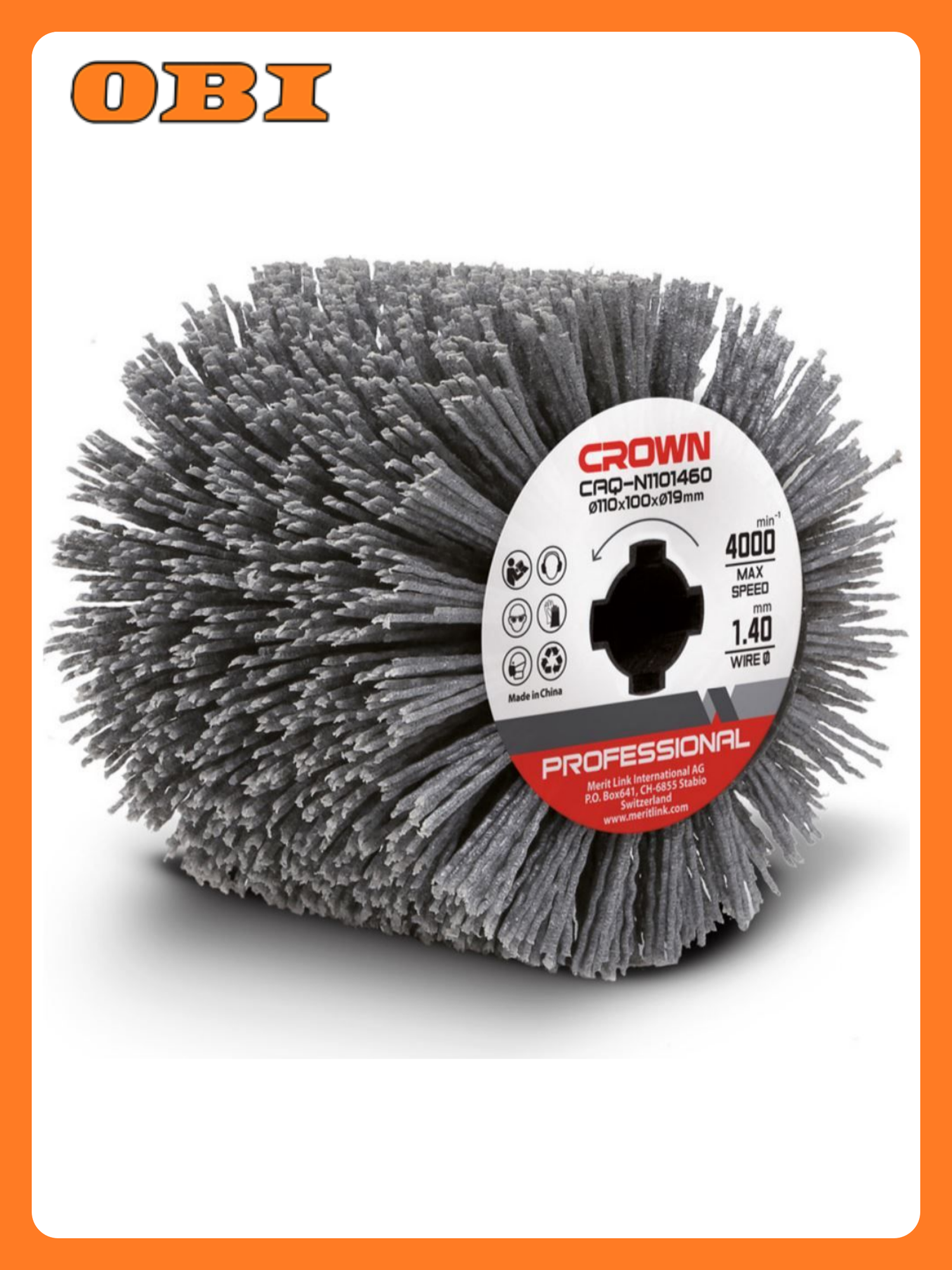 Насадка для шлифмашины CROWN CAQ-N1101461, нейлон, P60, 110×100×19 мм