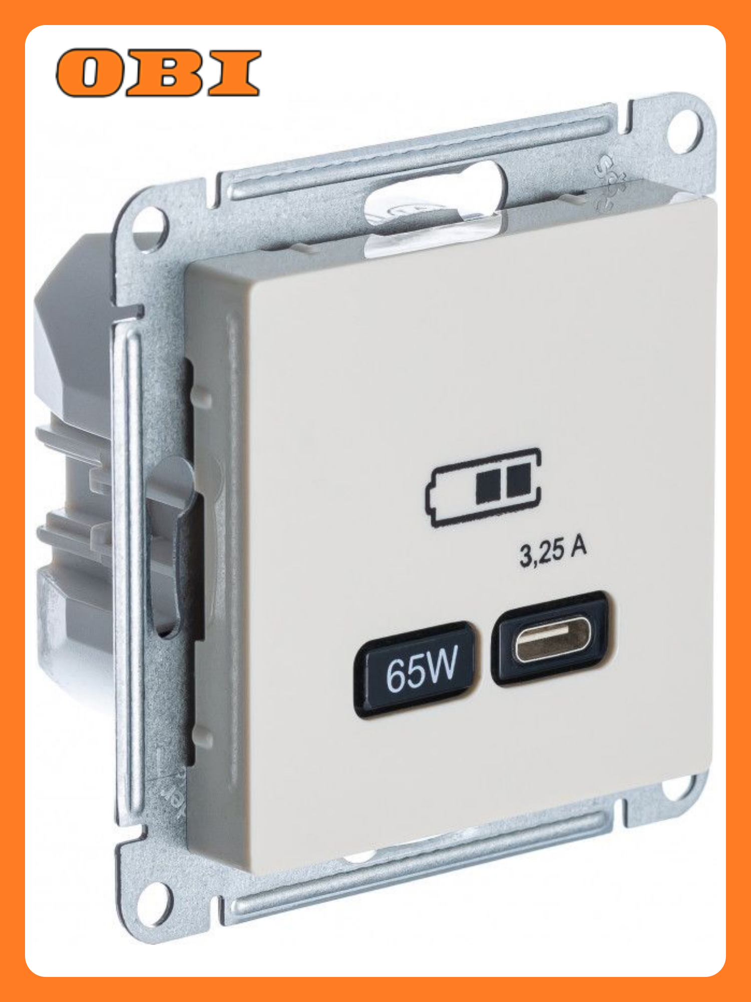 Розетка USB Systeme Electric AtlasDesign тип C 65Вт QC PD высокоскоростной ЗУ механизм бежевый