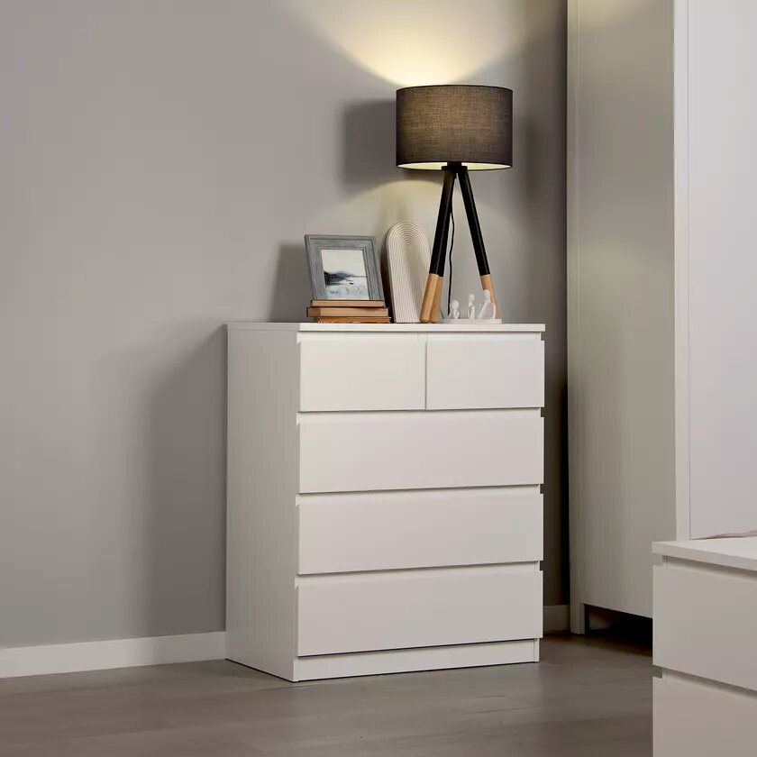 Комод для одежды "Мальта", 3+2 ящика, 80х48х121 см, ЛДСП, белый