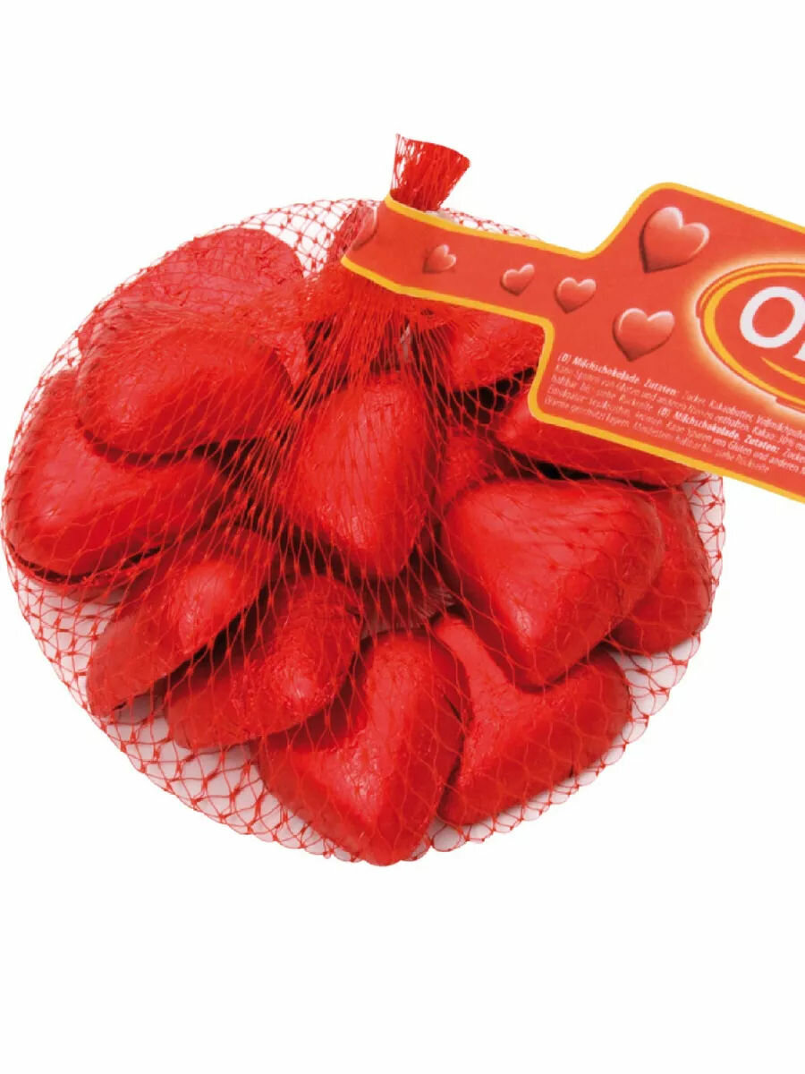 Шоколад молочный Only Heart Chocolate сердца 84 гр. в сетке (Австрия)