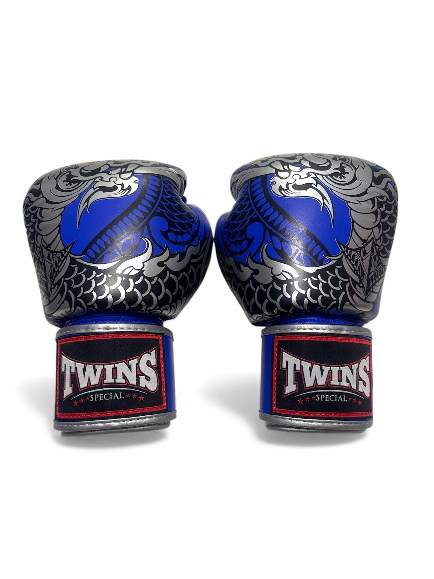 Боксерские перчатки Twins Special FBGV52 Dragon blue silver 10 унций