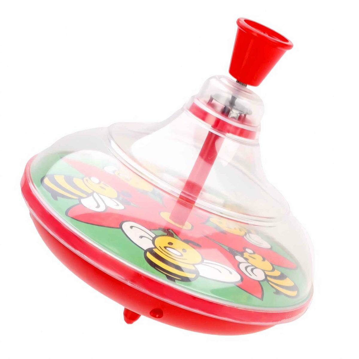 Юла детская "Пчелка", прозрачная, d14,5 см, h16 см, механическая, развивающая игрушка