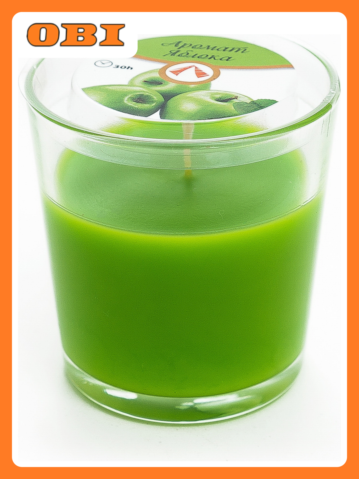 Свеча Home Interiors "Зеленое яблоко", цилиндрическая, в стакане, фруктовый аромат