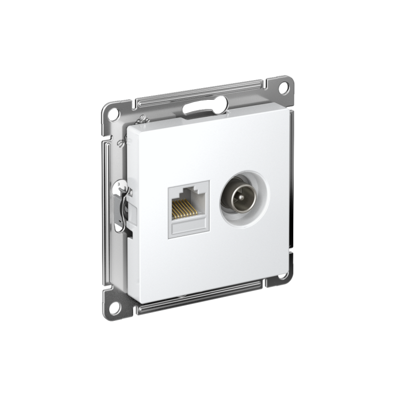 Розетка компьютерная + телевизионная 2-м СП AtlasDesign RJ45 кат.5E + TV механизм бел. SE ATN000189-10 шт