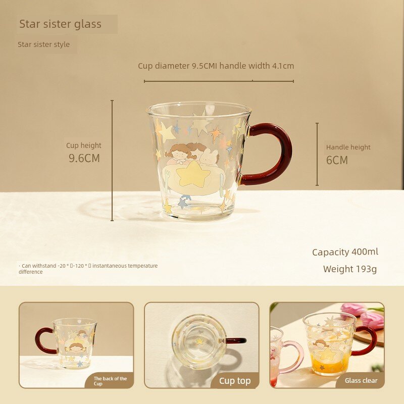 Стеклянная кружка Blue Lotus для дома и офиса с ручкой, термостойкая, популярная в интернете, высококачественная.