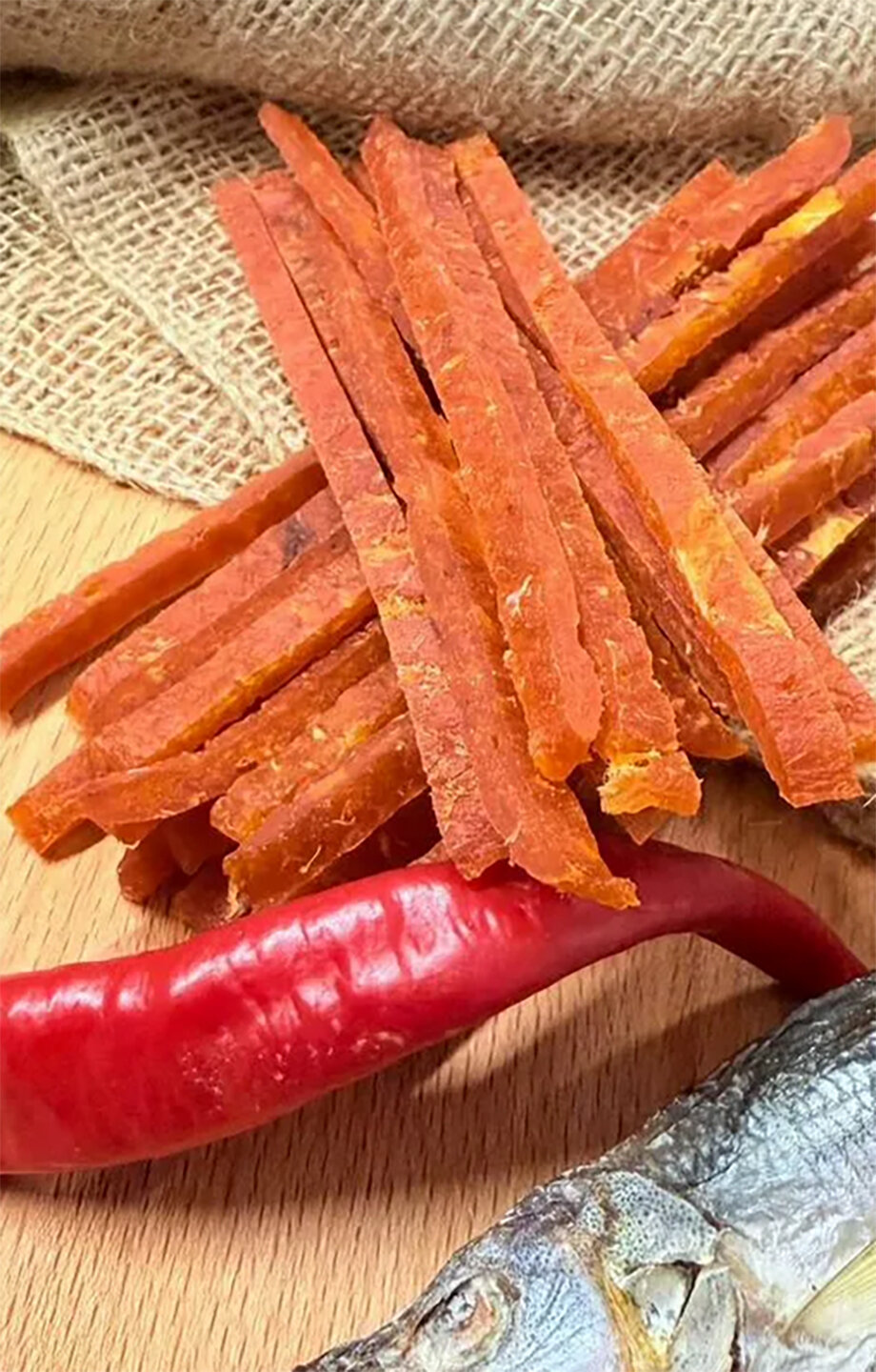 Соломка минтая морская-соната премиум 600гр. Набор из острой и классической сушеной рыбы. 4 упаковки по 150гр.