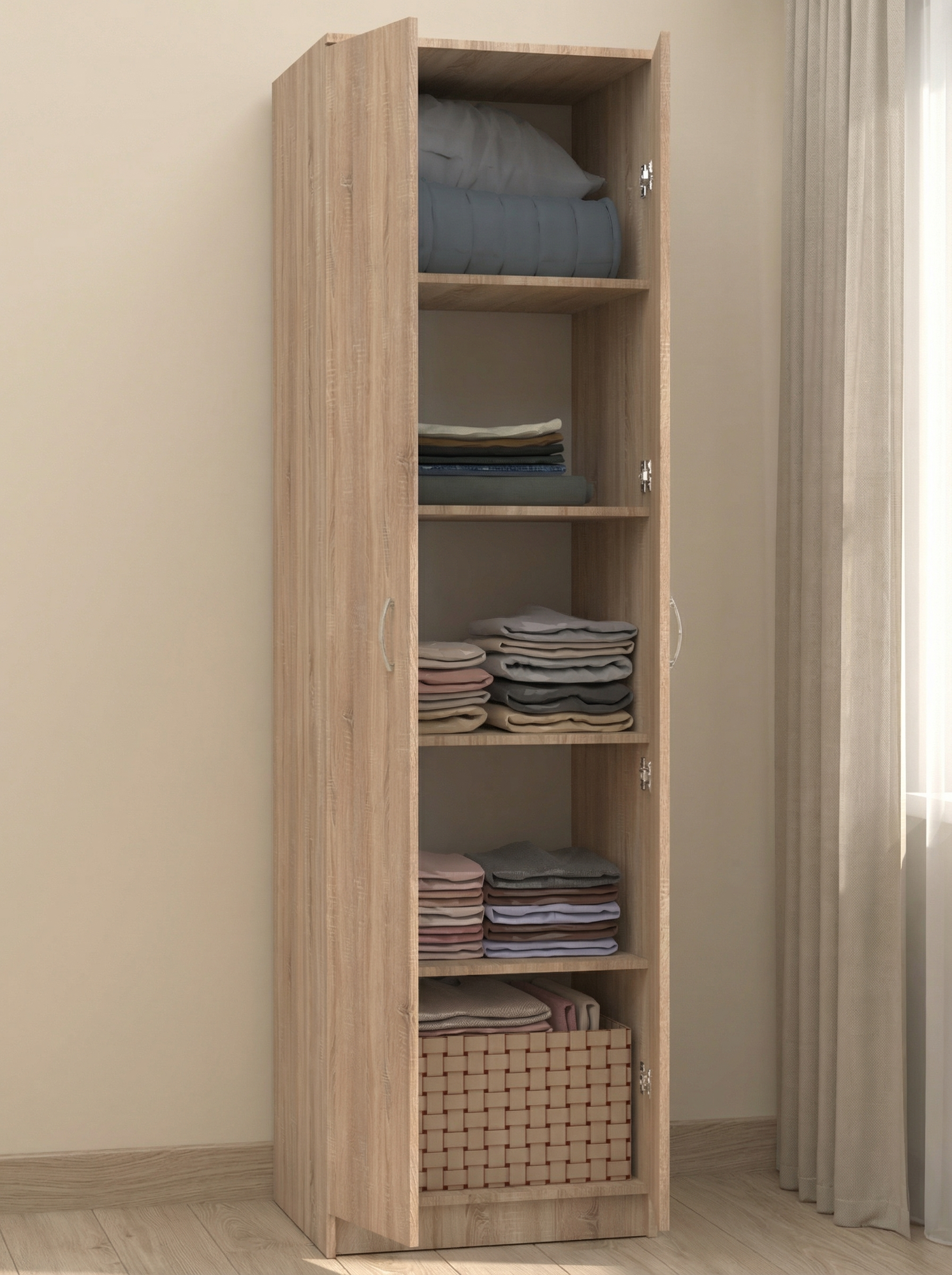 Шкаф двухстворчатый распашной с полками Шелли-3, ШхГхВ: 60х50х210 см