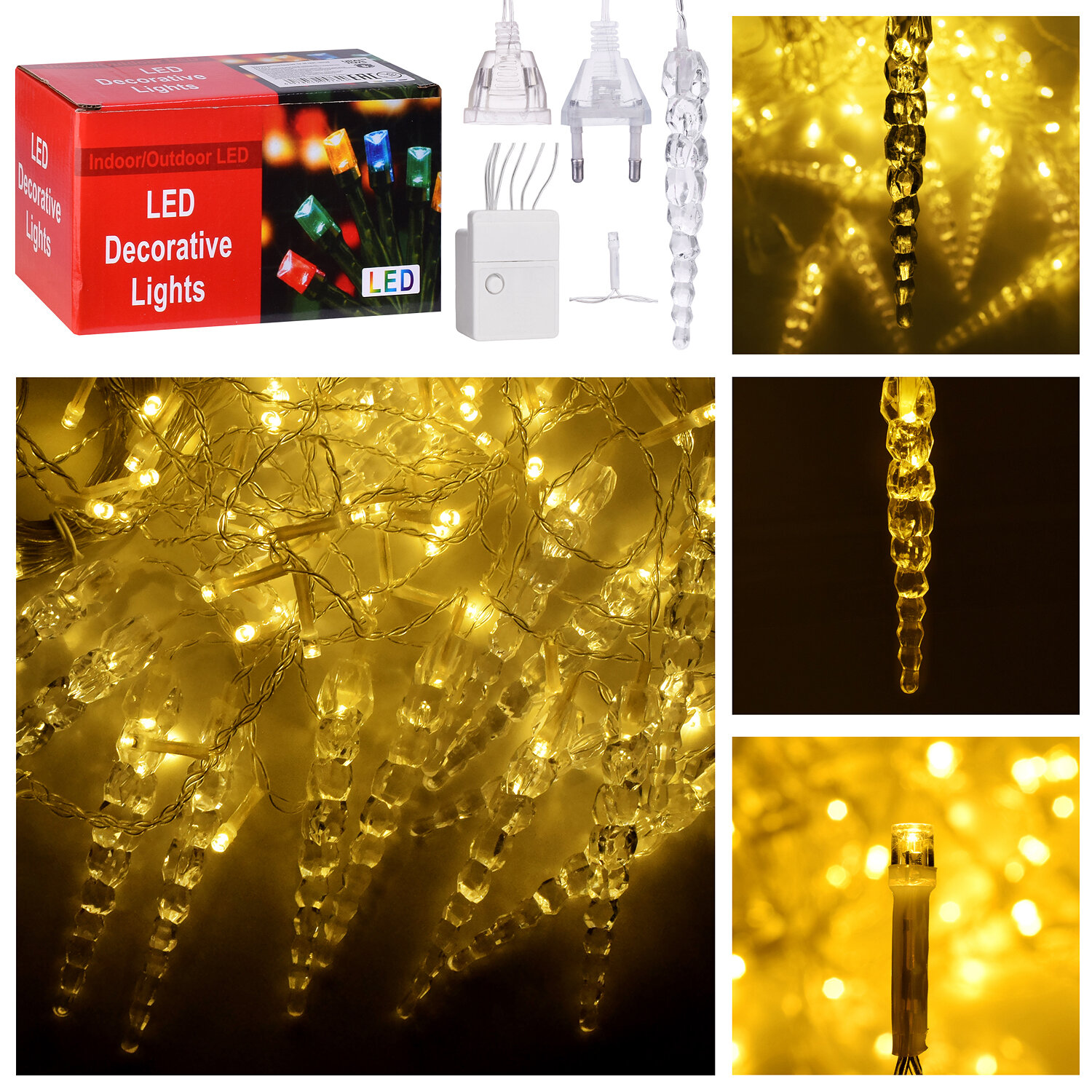 Электрогирлянда Бахрома, 3м, 96 ламп, теплый, 8 режимов, работает от сети