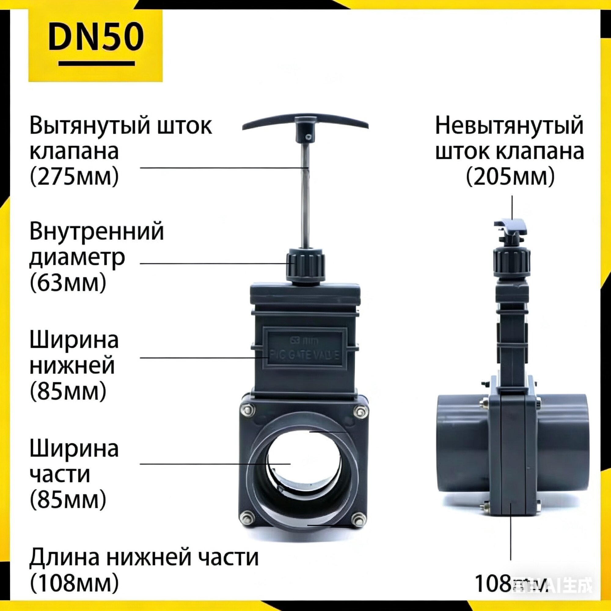 НПВХ задвижка 110 мм Для систем водопровода и канализации клапан.