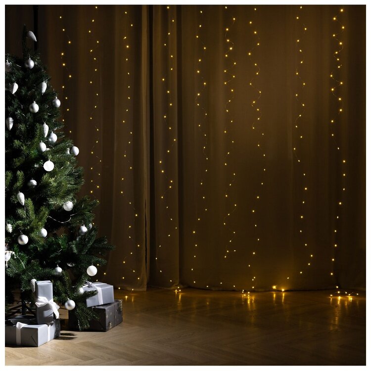 Гирлянда КНР светодиодная, золото, 300 Led, 3х3 м